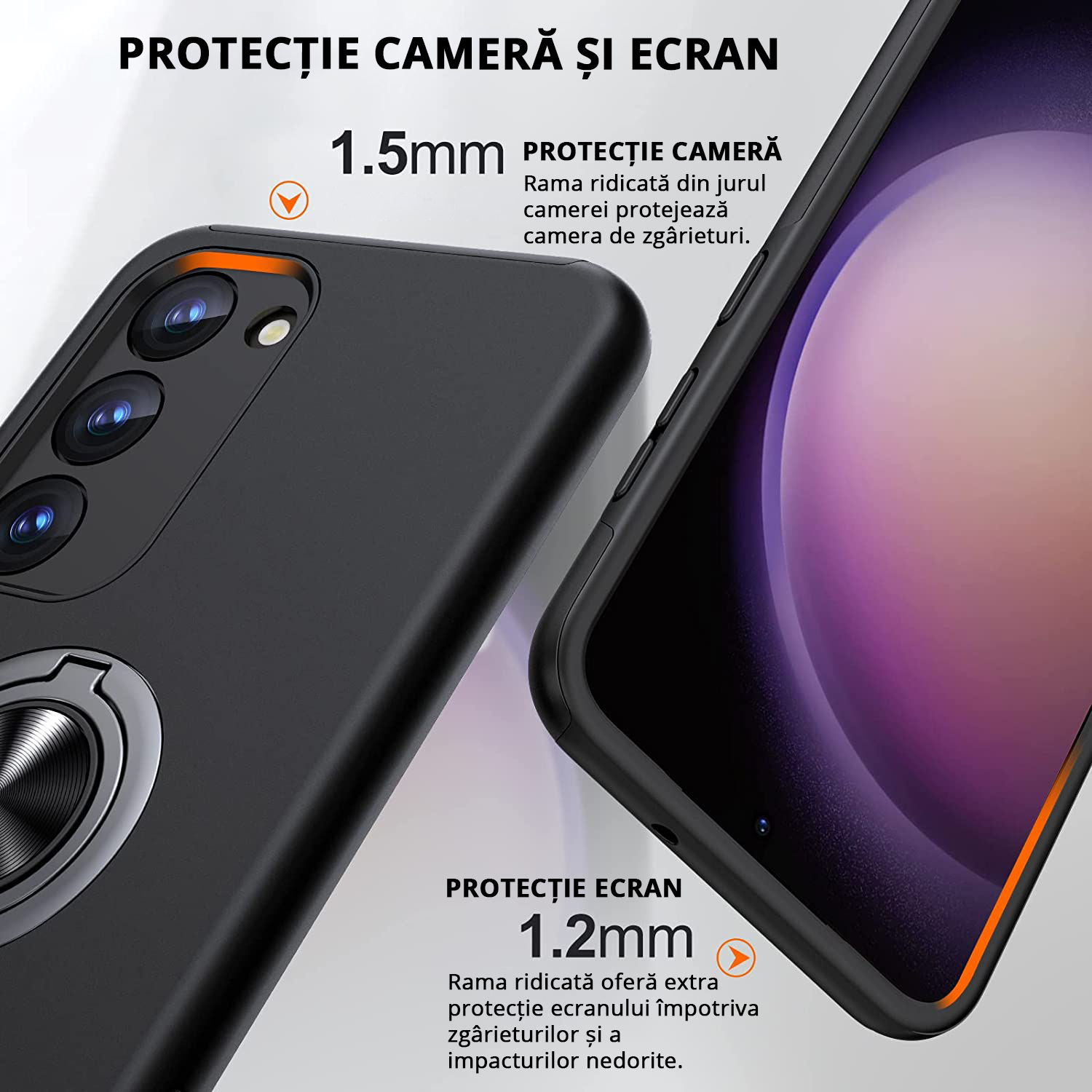 Husa pentru Samsung Galaxy S23, inel rotativ 360° si Kickstand ...