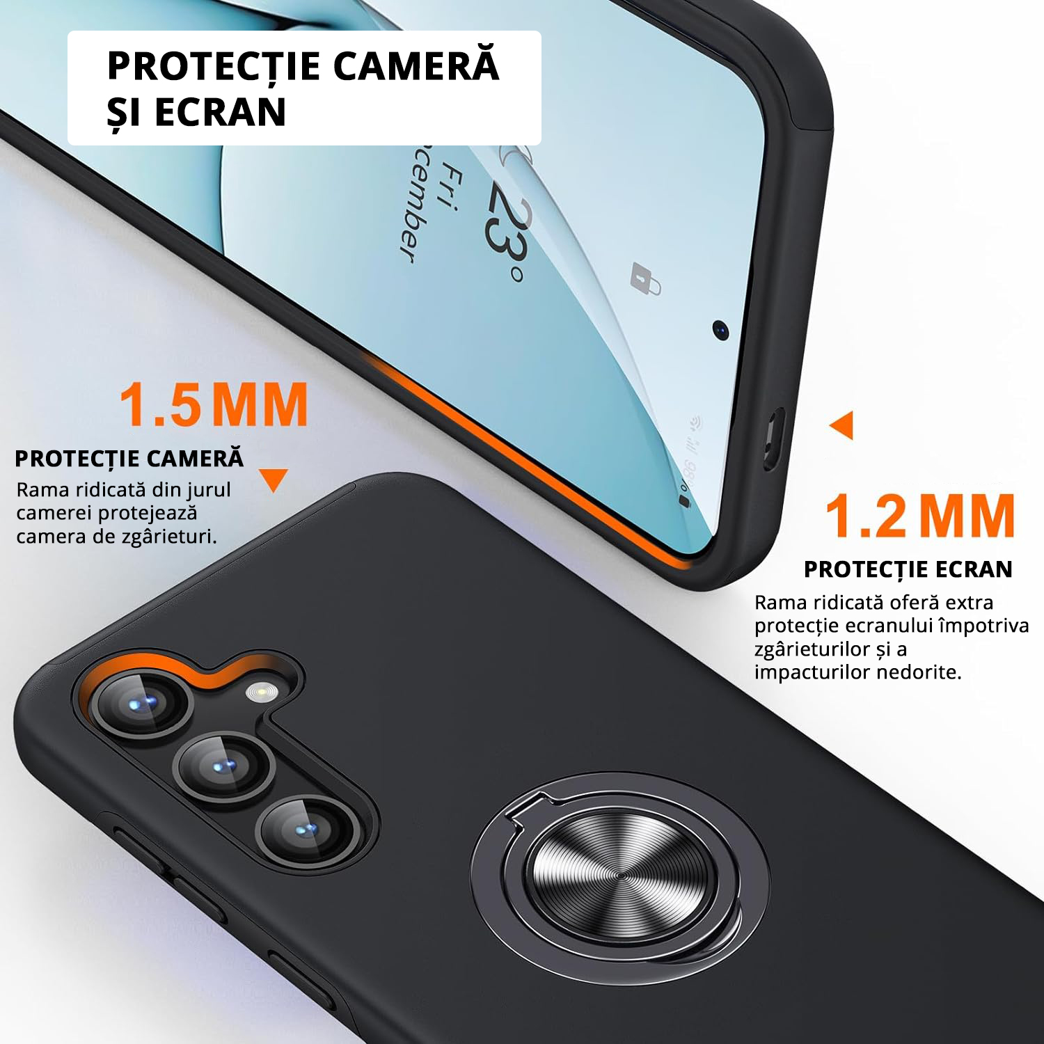 Husa pentru Samsung Galaxy S24, inel rotativ si Kickstand 360 ...