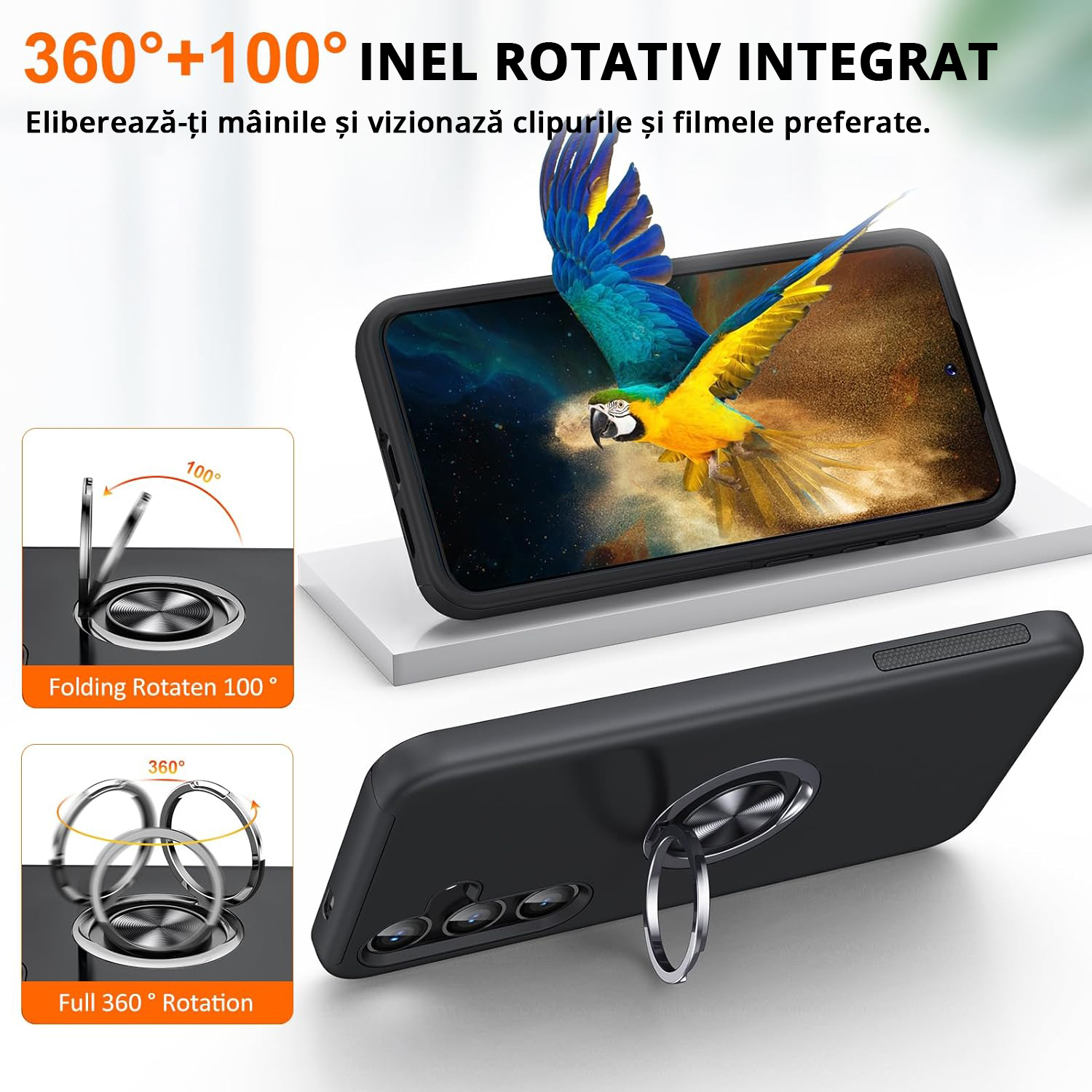 Husa pentru Samsung Galaxy S24, inel rotativ si Kickstand 360 ...