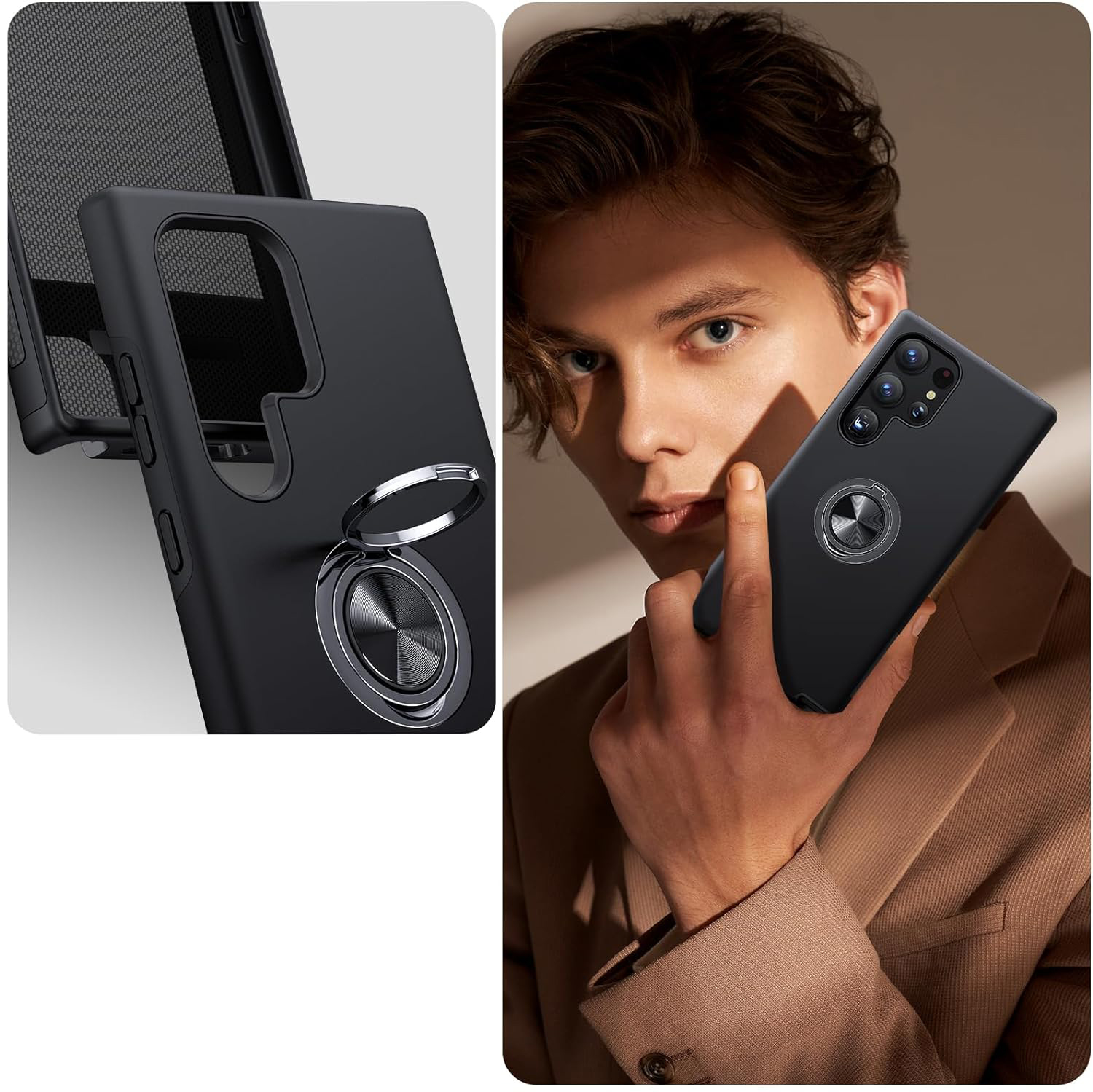 Husa pentru Samsung Galaxy S24 ULTRA, inel rotativ si Kickstand 360 ...